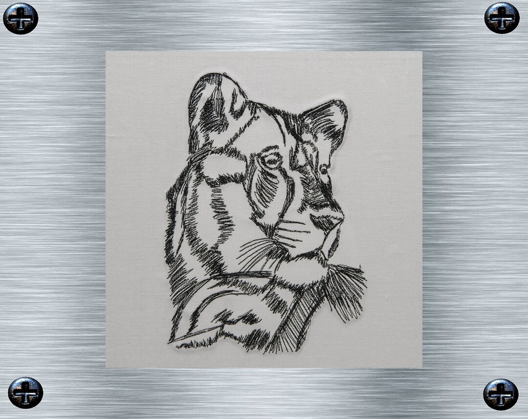 Embroidery File Lioness Fantasy Scribbled - 13 X 18 Frame - Africa ...