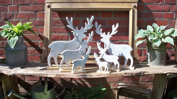 Hirsch natur oder weiß 6 Größen | Etsy