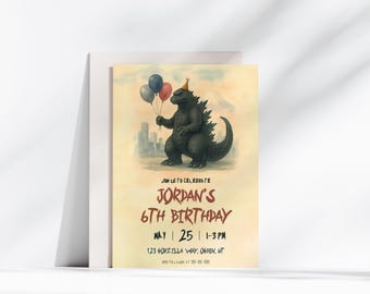 Godzilla Birthday Invitation, Godzilla Theme Party Invite, Digital ...