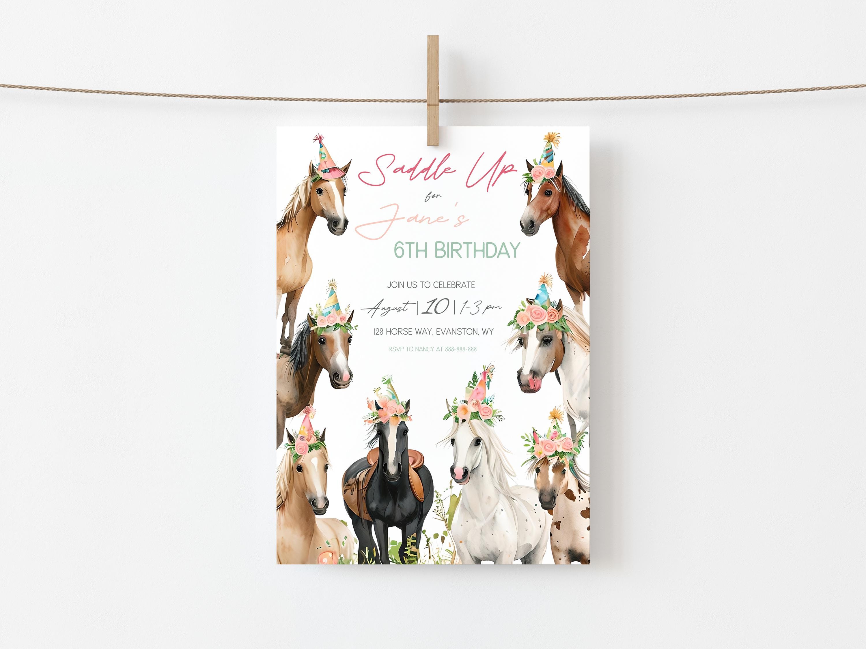 Horse Birthday Invitation Saddle up Party Invite Editable Cowgirl ...