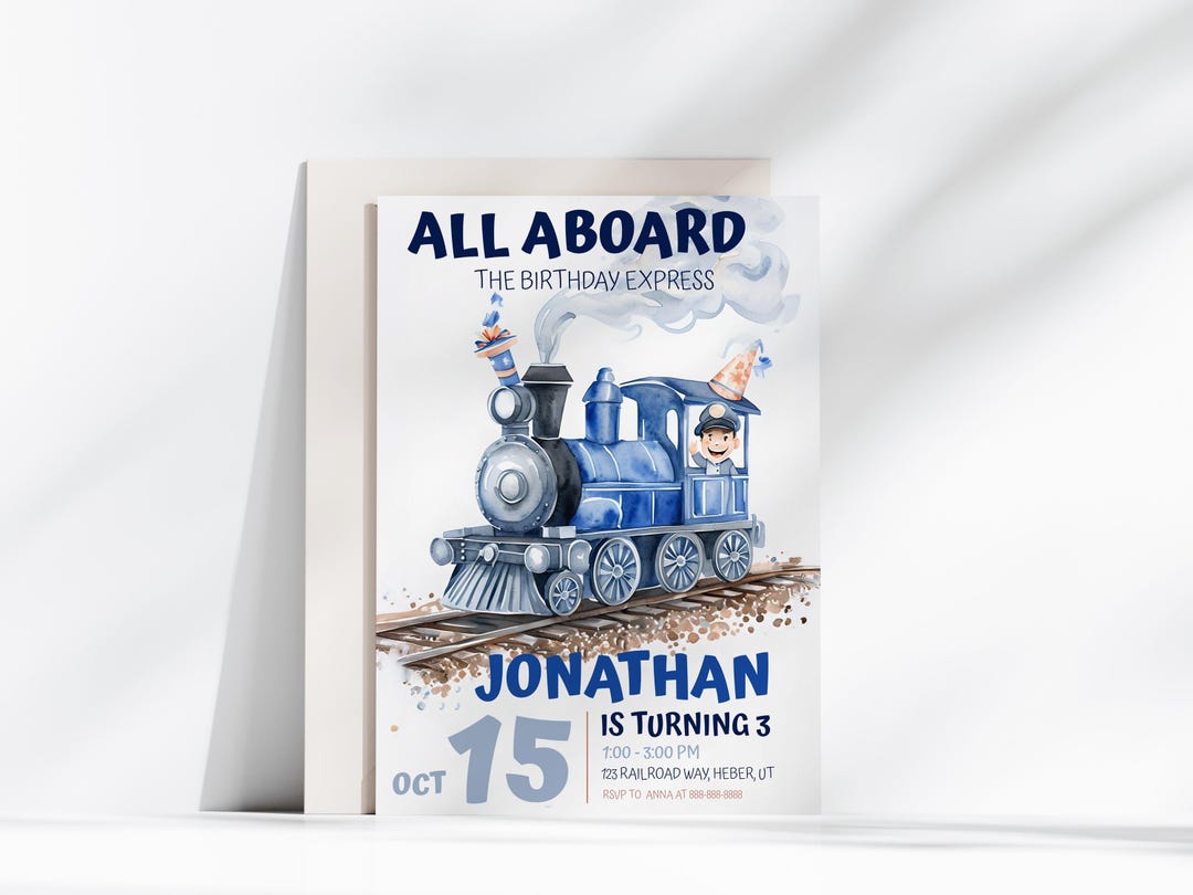 Train Birthday Invitation Editable Choo Choo Party Invite Boys 3rd ...