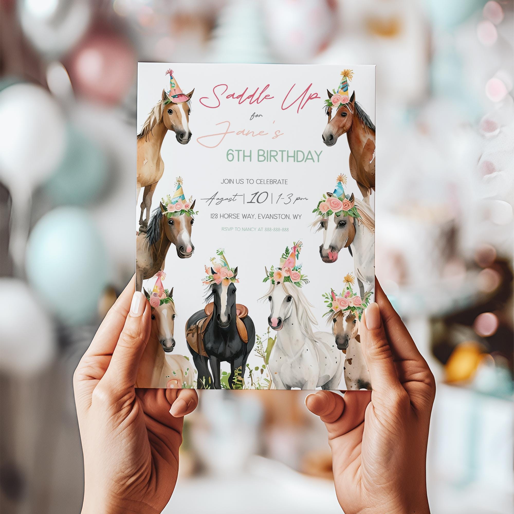 Horse Birthday Invitation Saddle up Party Invite Editable Cowgirl ...