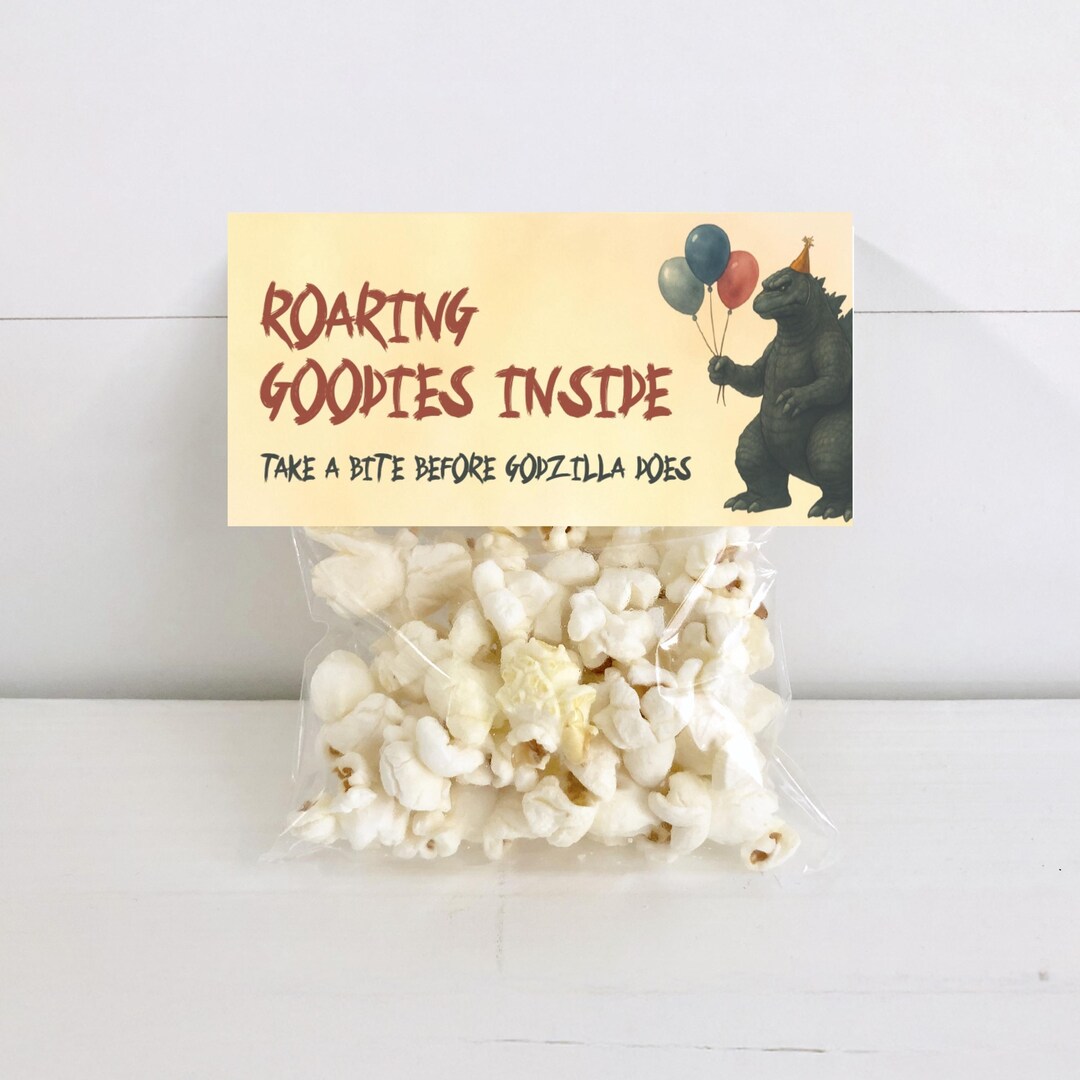 Godzilla Treat Bag Topper Editable Monster Party Favor Tag Printable ...