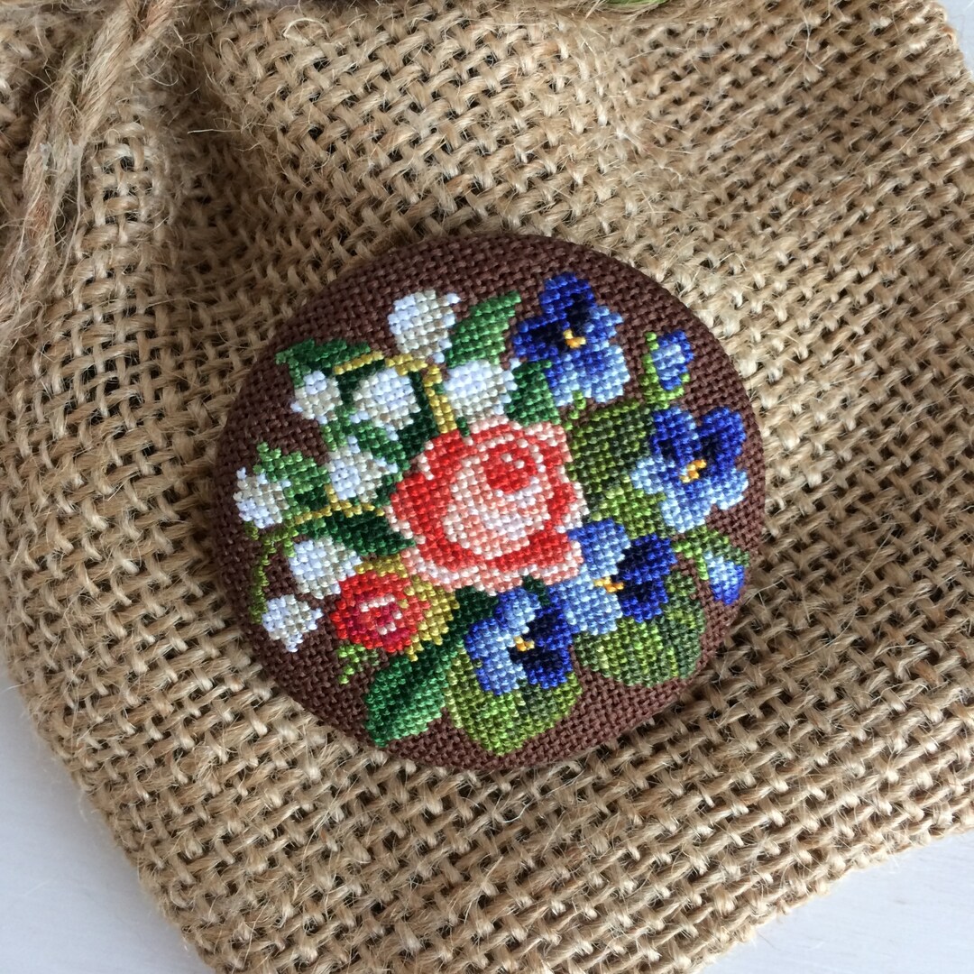 Fabric Flower Brooch Pin Lily of the Valley Violet Rose Brooch Coat ...