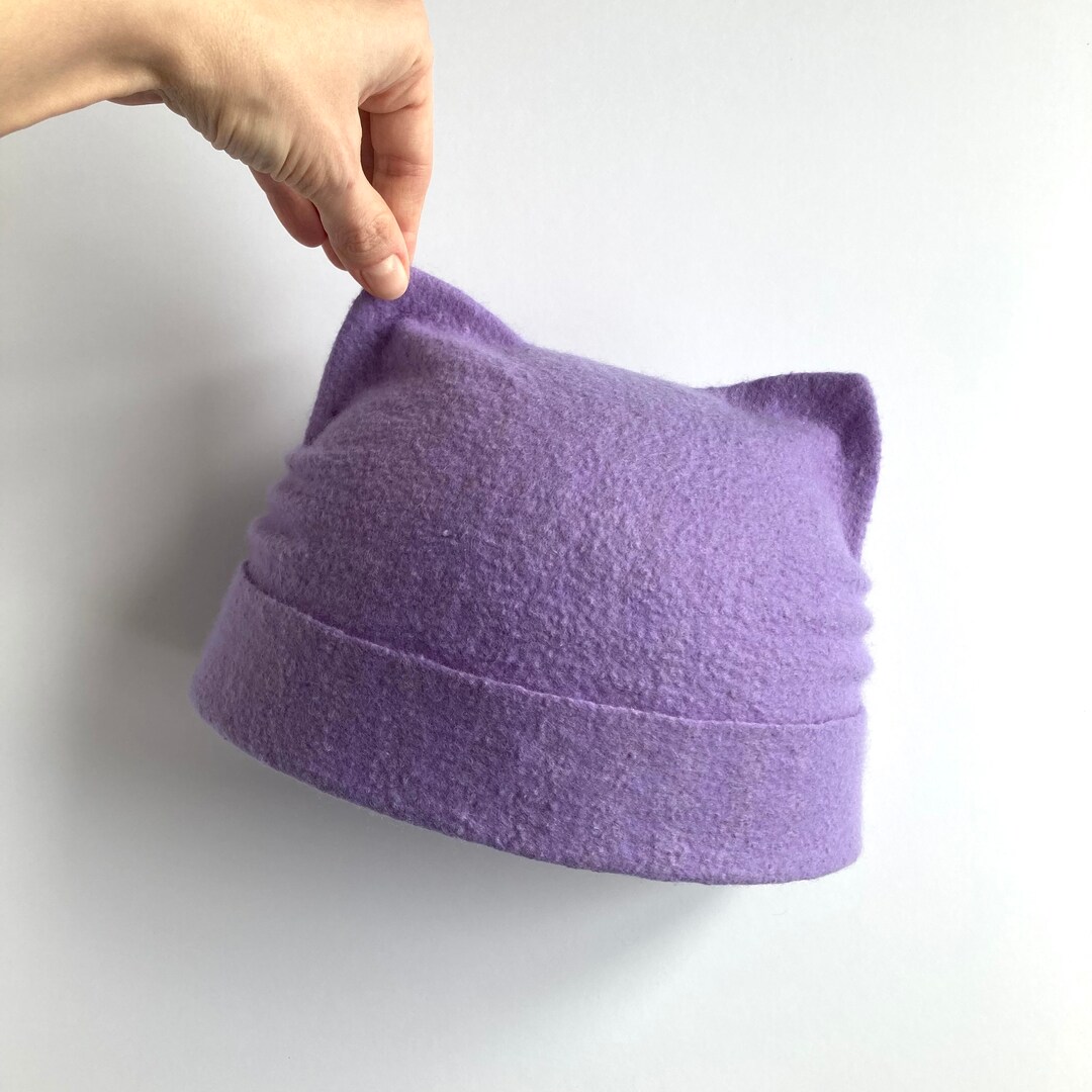 Cute Fall Cat Beanie With Ears Personalized Cat Lover Gift Women Felted ...
