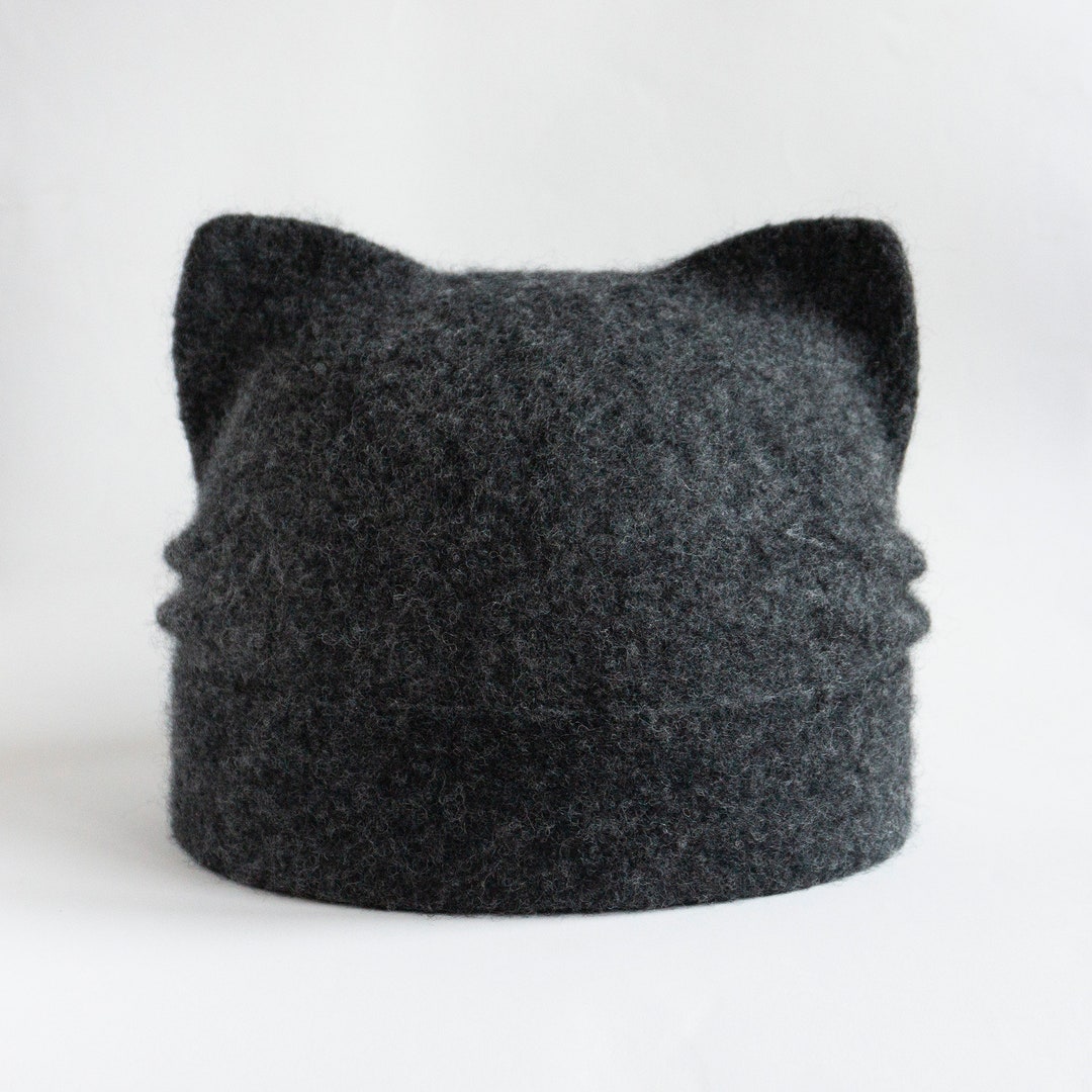 Merino Wool Cat Ear Beanie Cat Owner Gift Cute Animal Hat Spring Fall ...