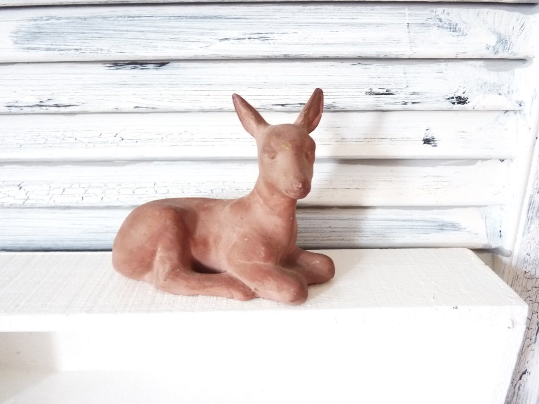 Vintage Clay Fawn, Deer, Woodland Animal, Red Deer, Small Ceramic ...