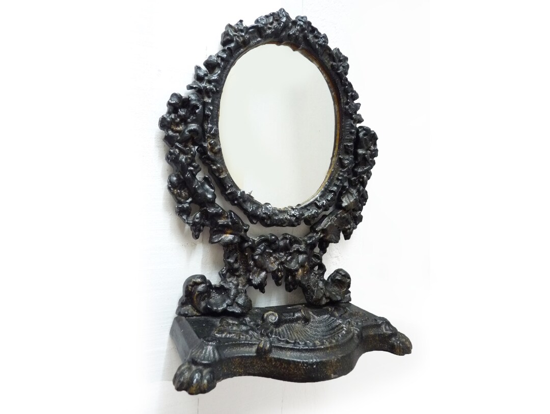 Antique Table Mirror Baroque Form Historicism 19th Century, Black Metal ...