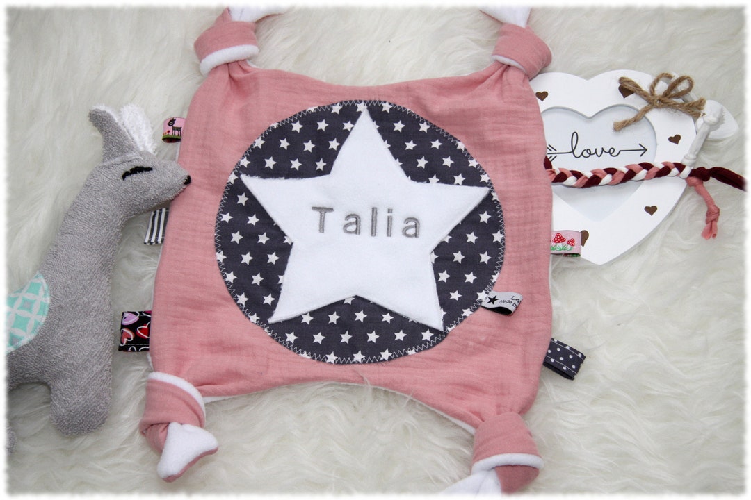 Cuddle Cloth With Name Crackling Cloth Muslin Baby Gift Birth With Name ...