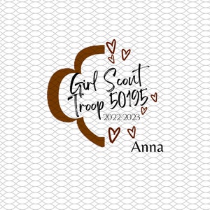 Brownie Girl Scout Troop Logo With Troop Number Scout Name & - Etsy