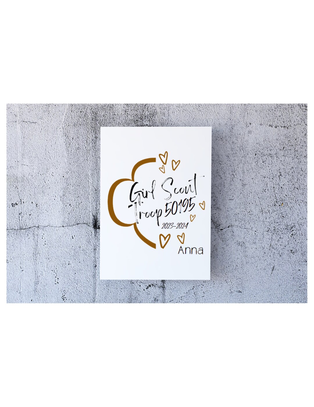 Brownie Girl Scout Troop Logo With Troop Number, Scout Name, & Year ...