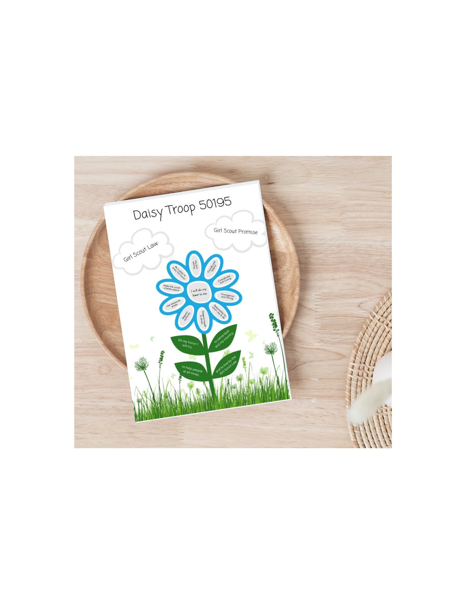 Daisy Girl Scout Promise & Law - Customize With Your Troop Number - Etsy