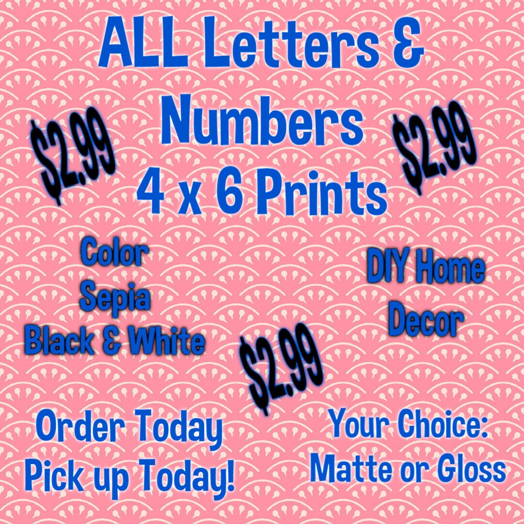 4x6 PRINTS ALPHABET Photos 2.99 per Letter ABC Photography Letter Pic ...