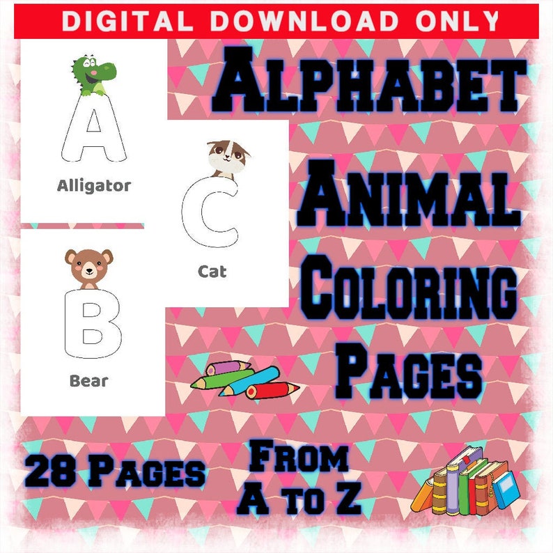 Printable Alphabet Coloring Pages, From A to Z, 26 Pages, Print at Home ...