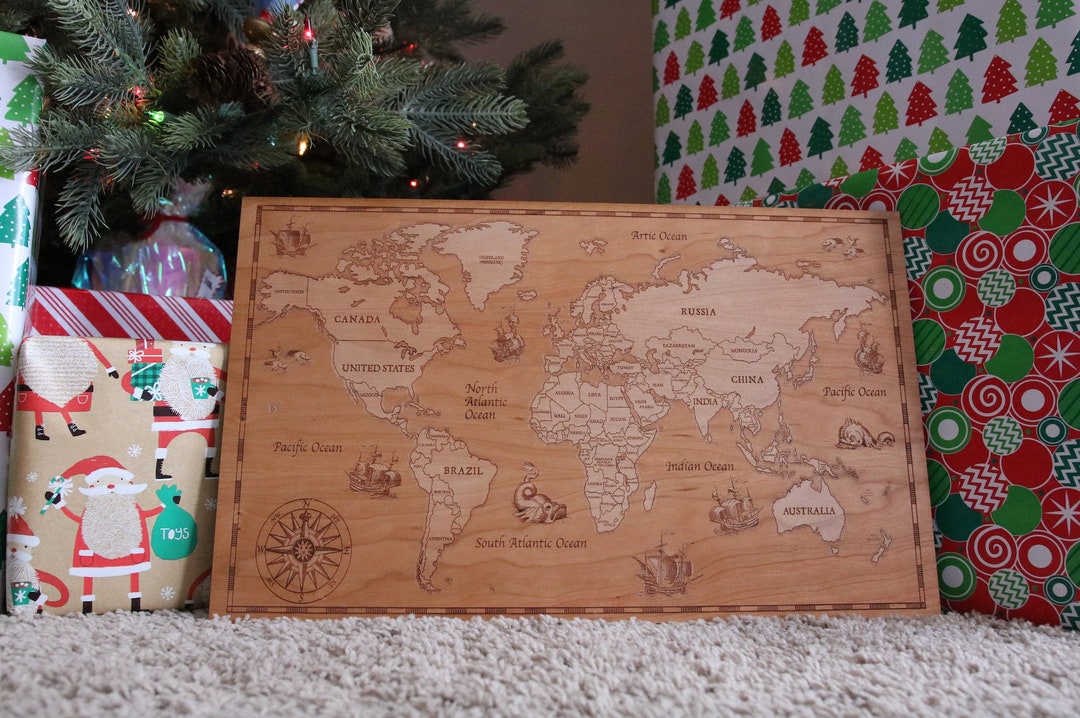 Wood World Map Travelers Gift Perfect Housewarming Gift - Etsy