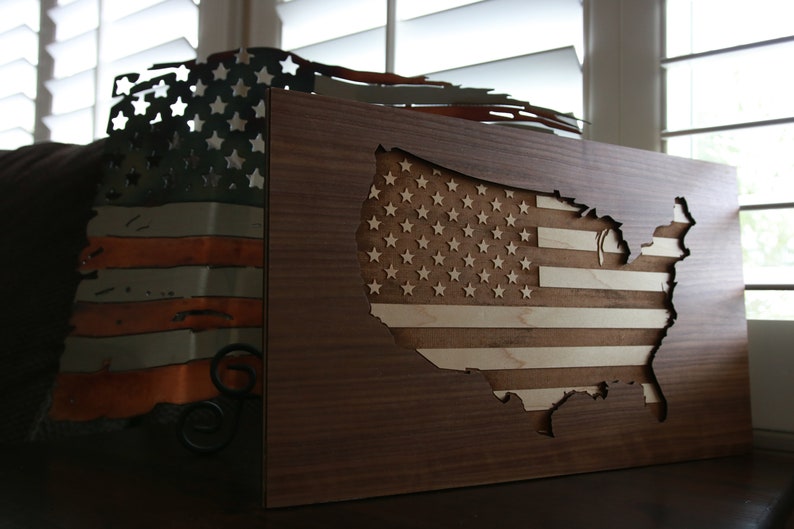 American Flag Wood Sign - Etsy