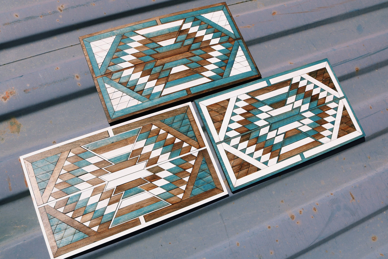 Geometric Wood Barn Quilt | Etsy