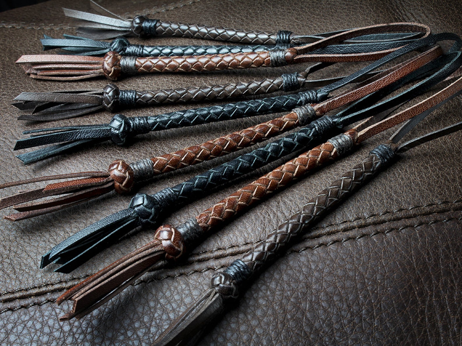 BRAIDED LEATHER LANYARD with Tails hand braided...genuine | Etsy