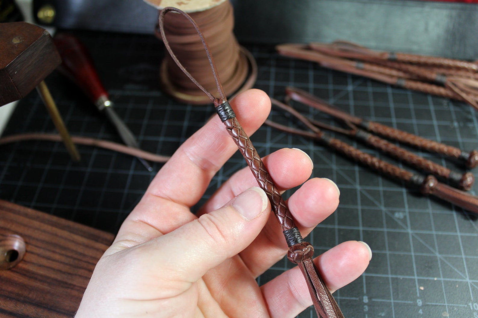 BRAIDED LEATHER LANYARD With Tails Hand Braided...genuine - Etsy