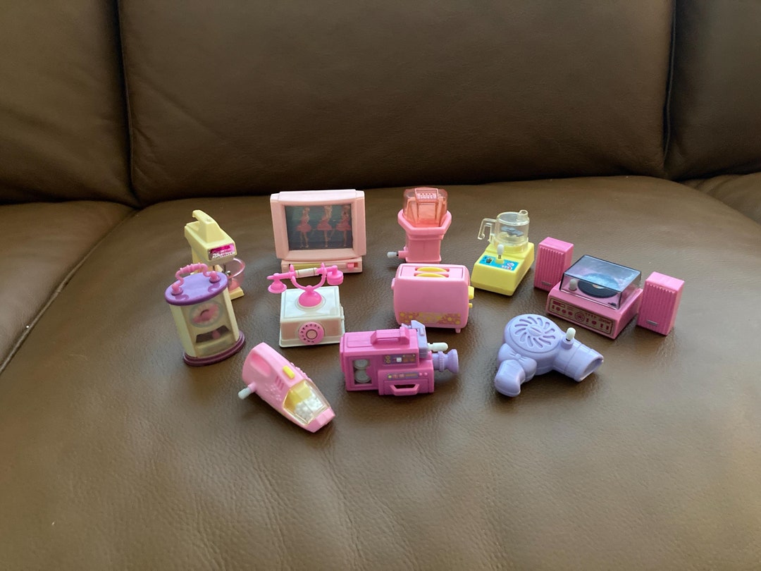 Barbie/arco-wind up Miniatures-vintage 1980's-record Player-tv-phone ...