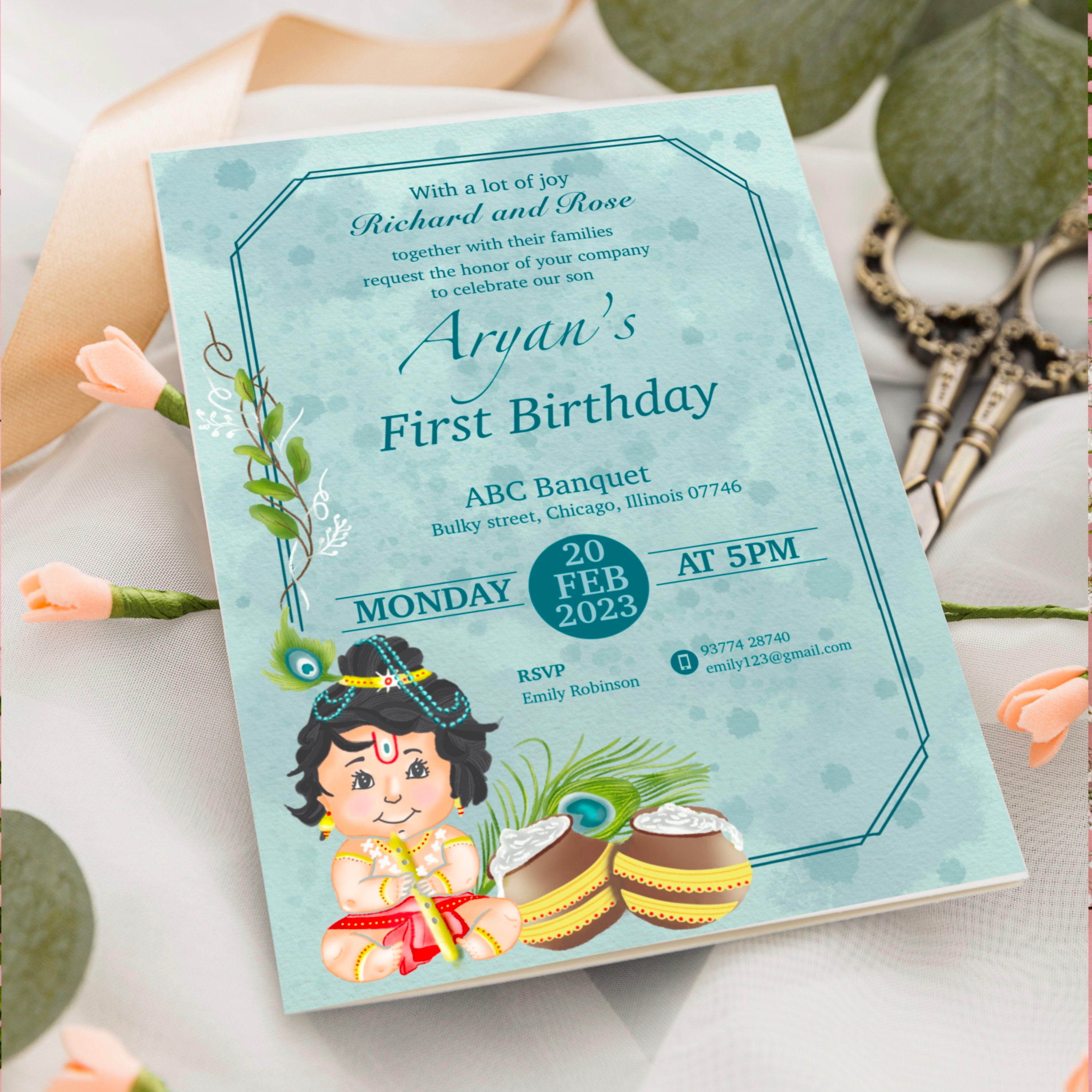 Indian Theme Party Invitations South Indian Caricature Couple Wedding