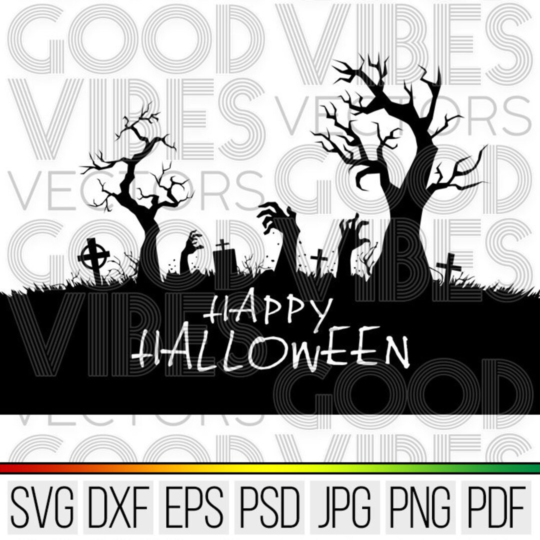 Happy Halloween Graveyard SVG Cut File for Cricut & Silhouette Svg File ...