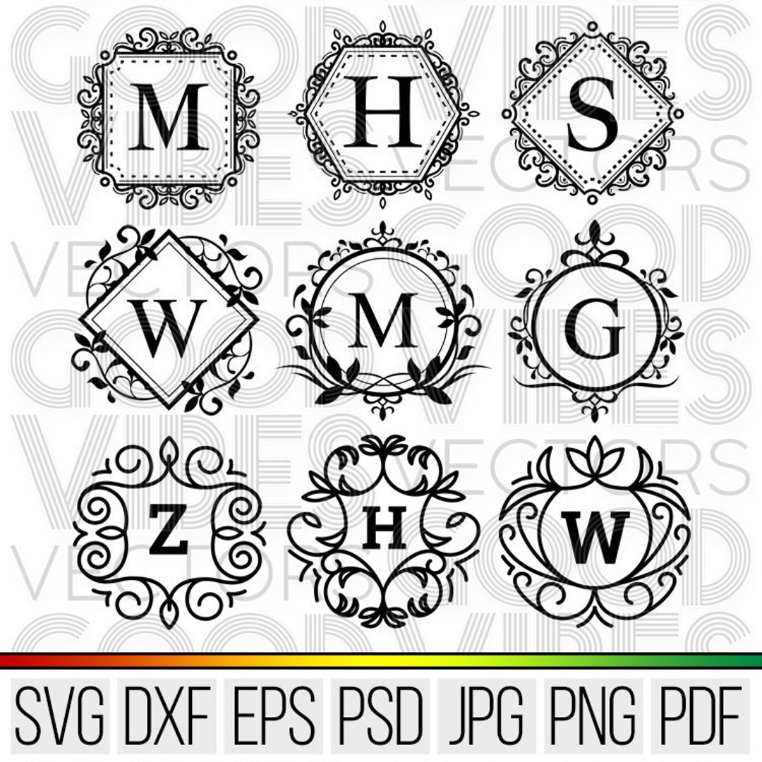 Vintage Monogram SVG Bundle Cut File for Cricut & Silhouette Vintage ...