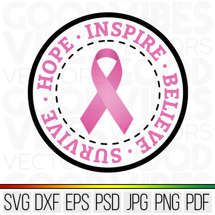 Breast Cancer Awareness Ribbon SVG Hope Inspire Believe - Etsy