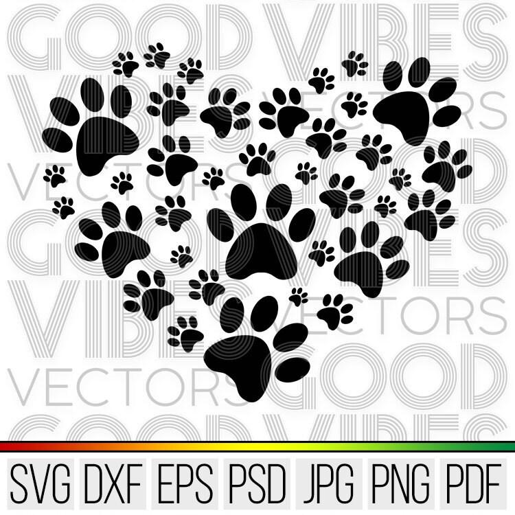 Corazón de patas SVG Perro SVG Paw SVG / Archivo de corte | Etsy