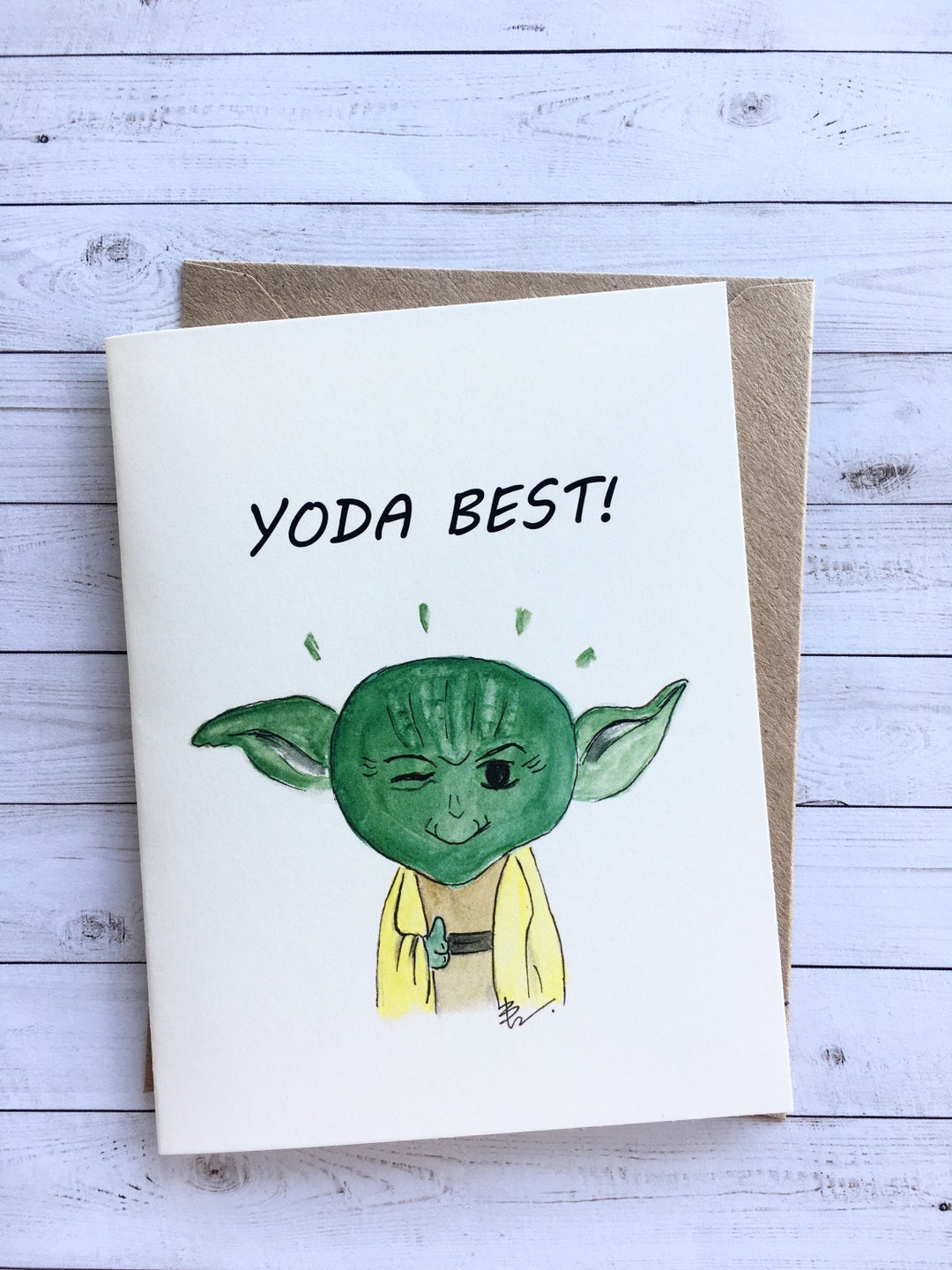 Yoda Card. Watercolor Designs. Yoda Best Cards. Star Wars Inspired ...