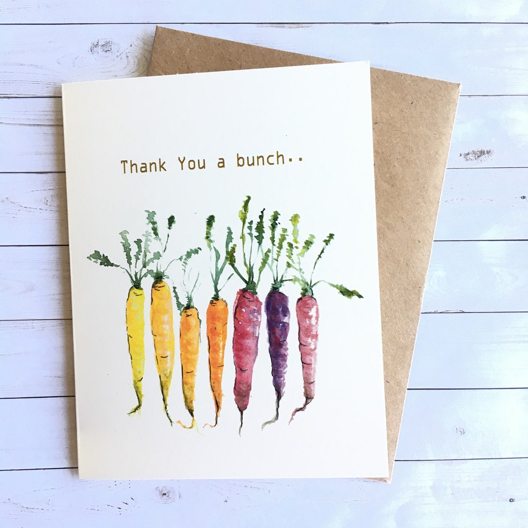 Thank You A Bunch of Carrot Card. Veggies Cards, Farmer Market, Summer ...