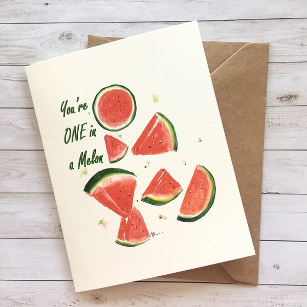 Watermelon Card - Etsy