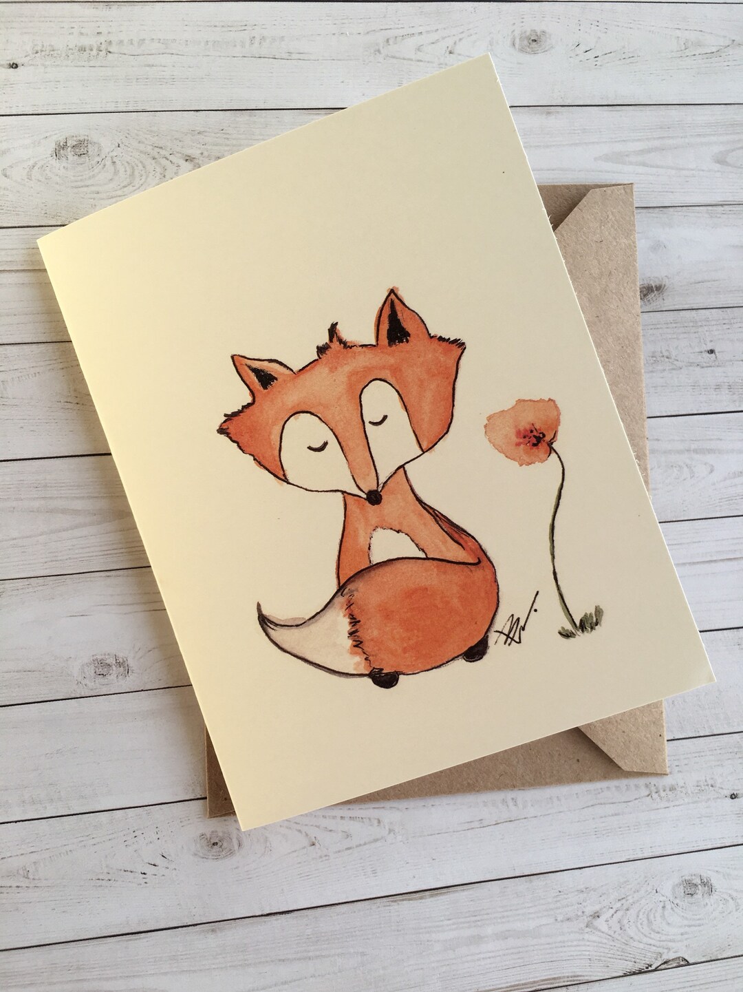 The Fox Card Woodland Animal Watercolor Cards Foxy Cards, the Red Fox ...