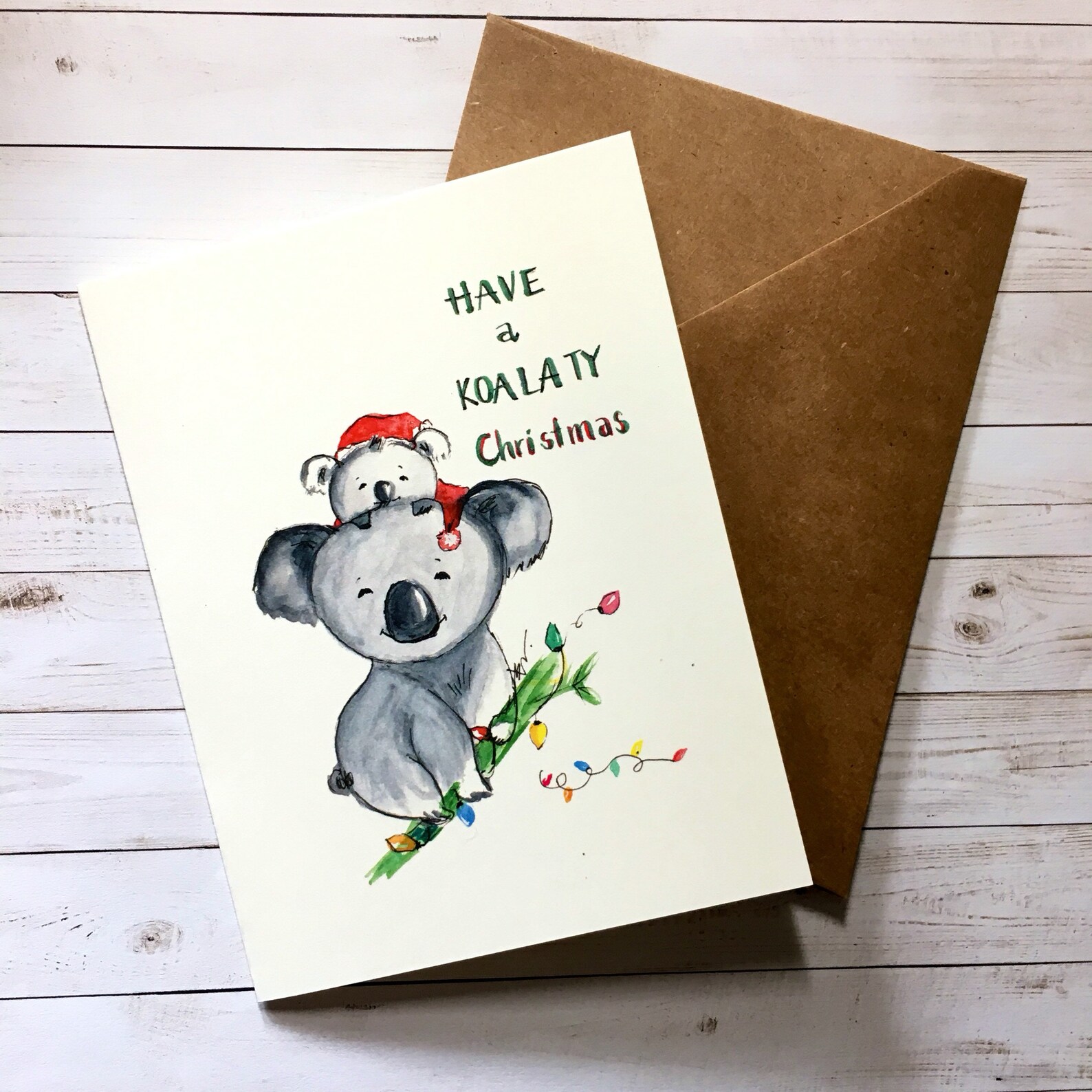 Koala Bear Christmas Card. Koala-ty Christmas Card Happy - Etsy
