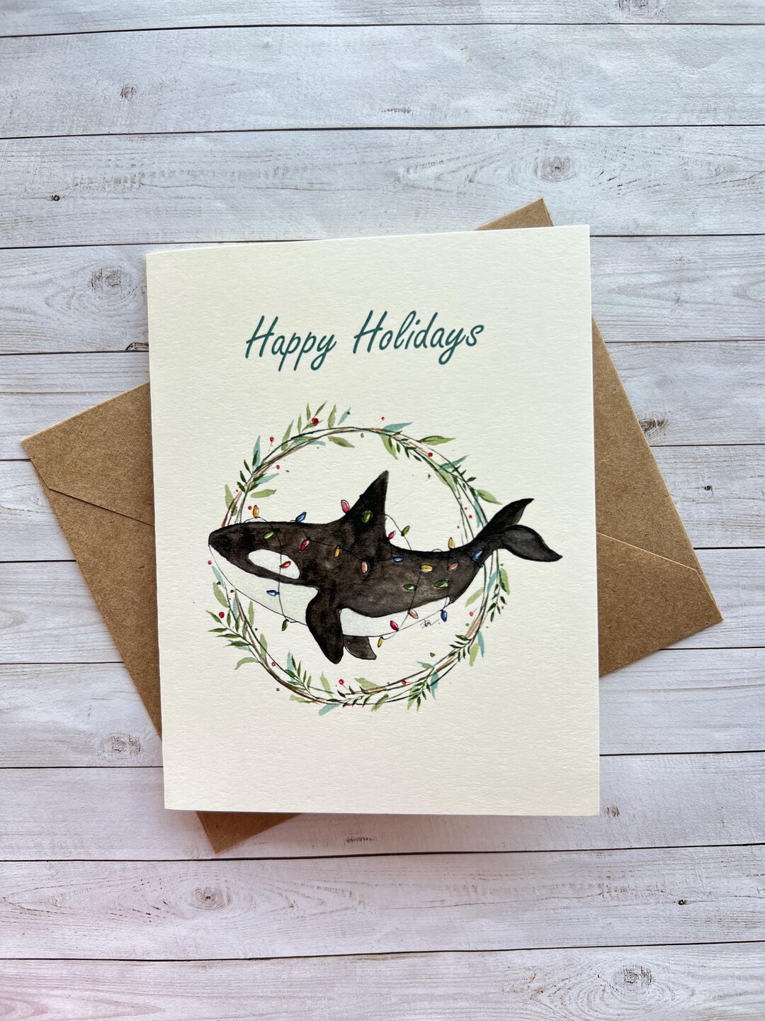 Happy Holidays. Christmas Orca Whale, Christmas, Holidays Card. Ocean ...