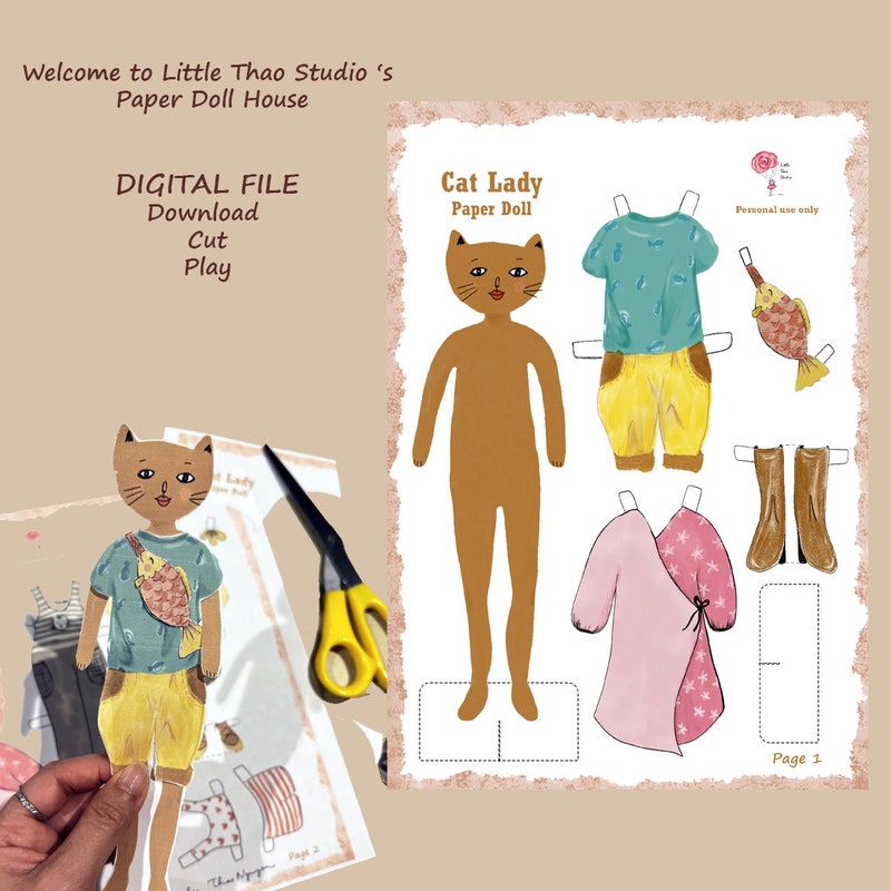 Cat Paper Dolls - Etsy