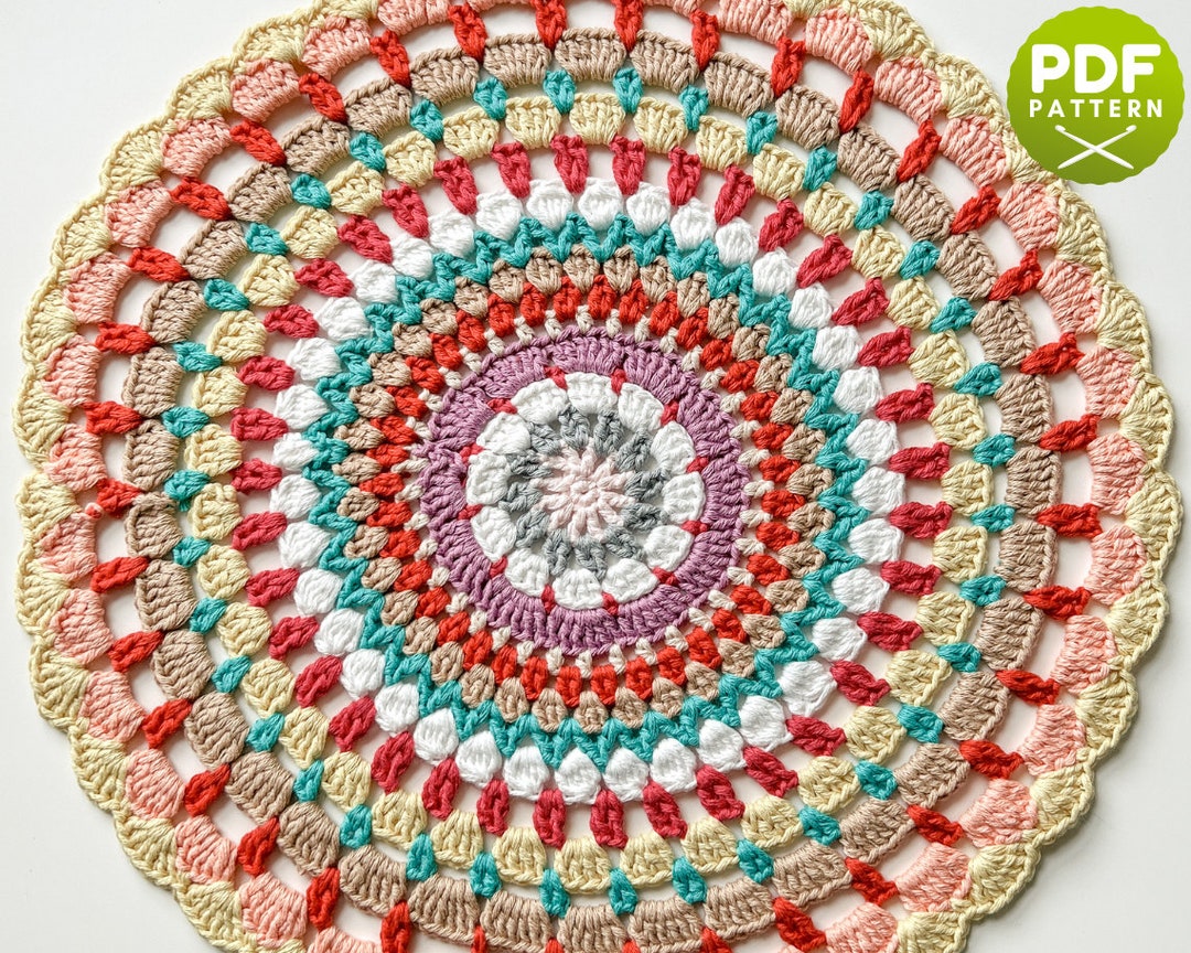 Crochet Patterns Colourful Doily Table Doily Pattern - Etsy