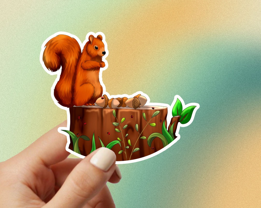 Squirrel on a Log Vinyl Sticker - Etsy