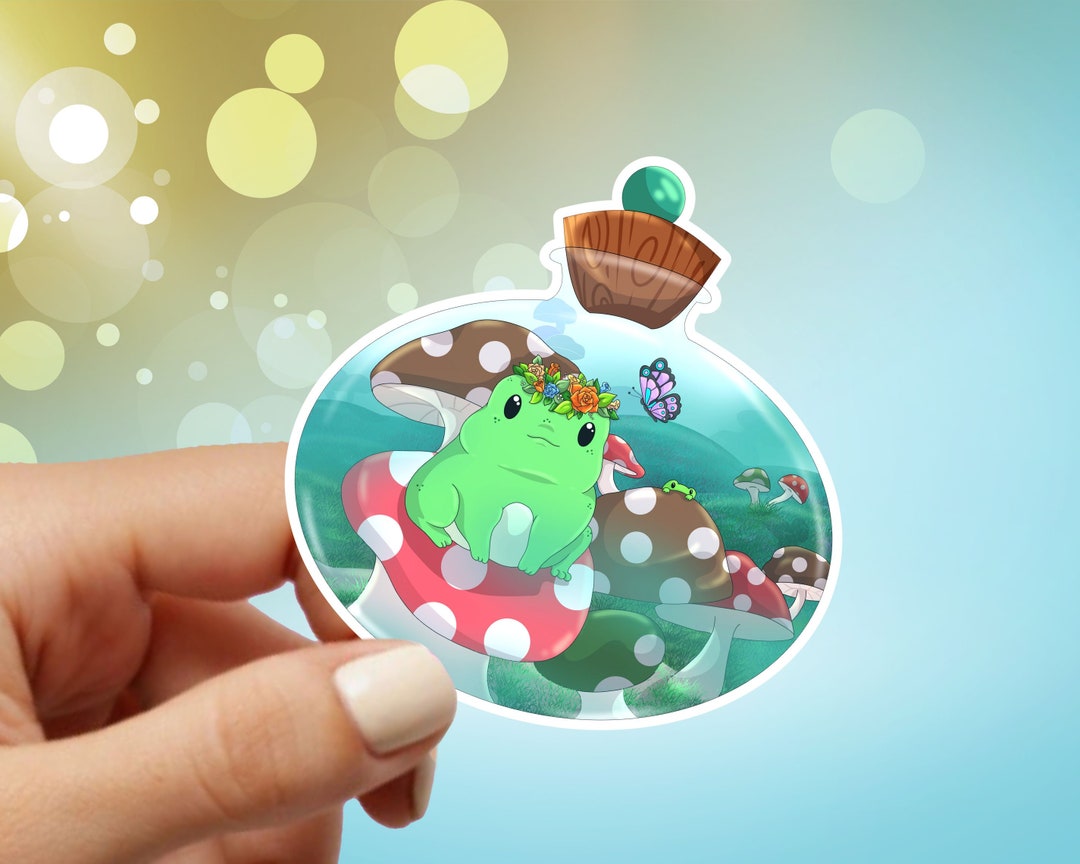 Frog in a Bottle Vinyl Sticker - Etsy