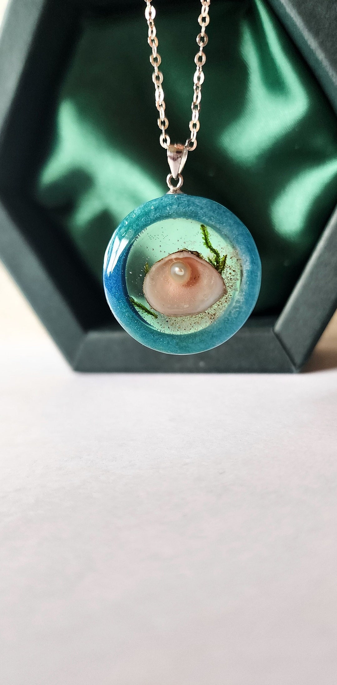 Real Snail Shell Necklace Handmade Bio Organic Resin Necklace Sea Shell ...