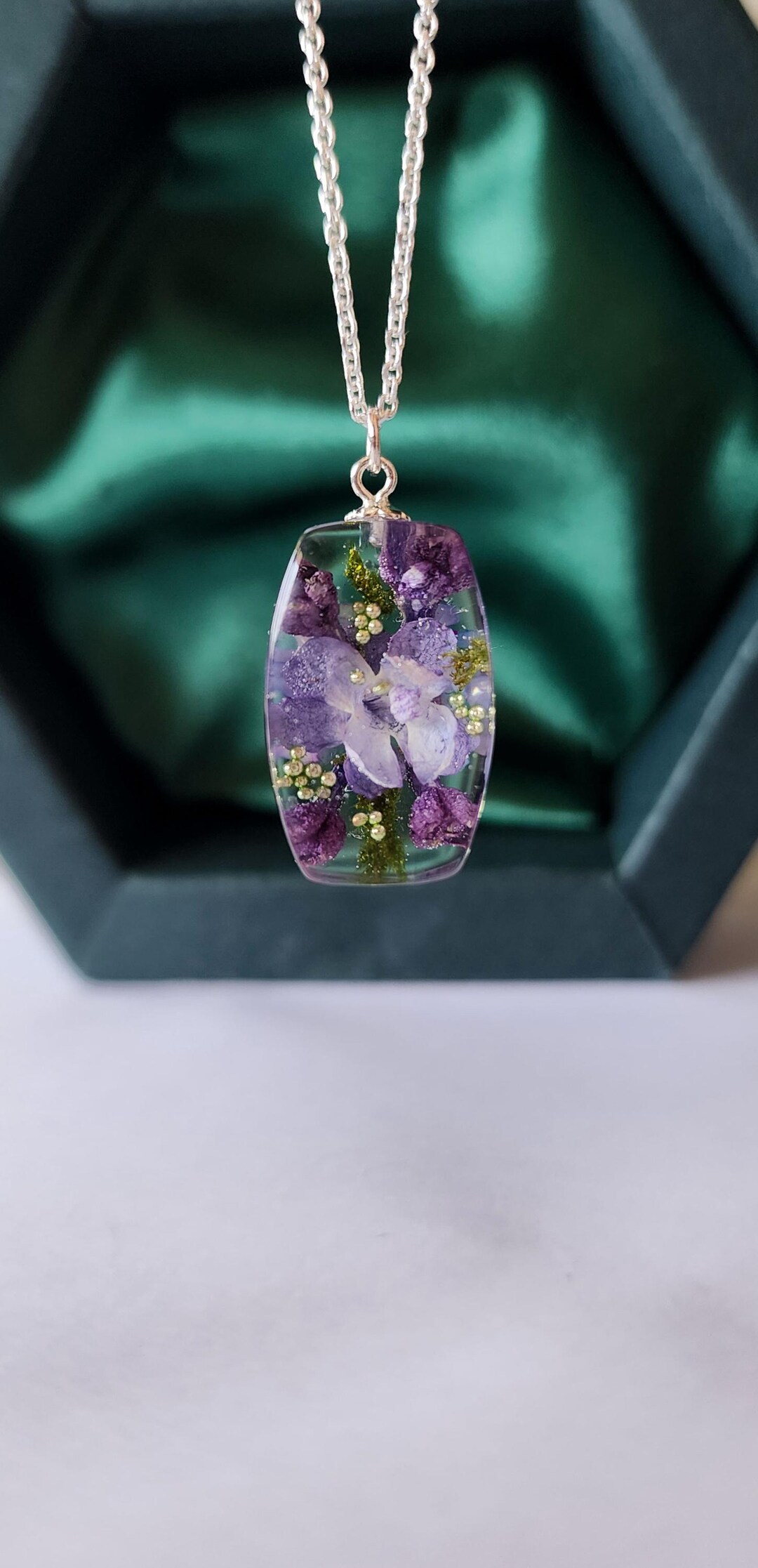 Real Lilac Necklace Handmade Sterling Silver Bio Organic Resin Real ...