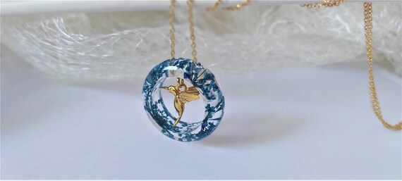 Real Queen Anne Lace Flower Hummingbird Necklace Handmade - Etsy