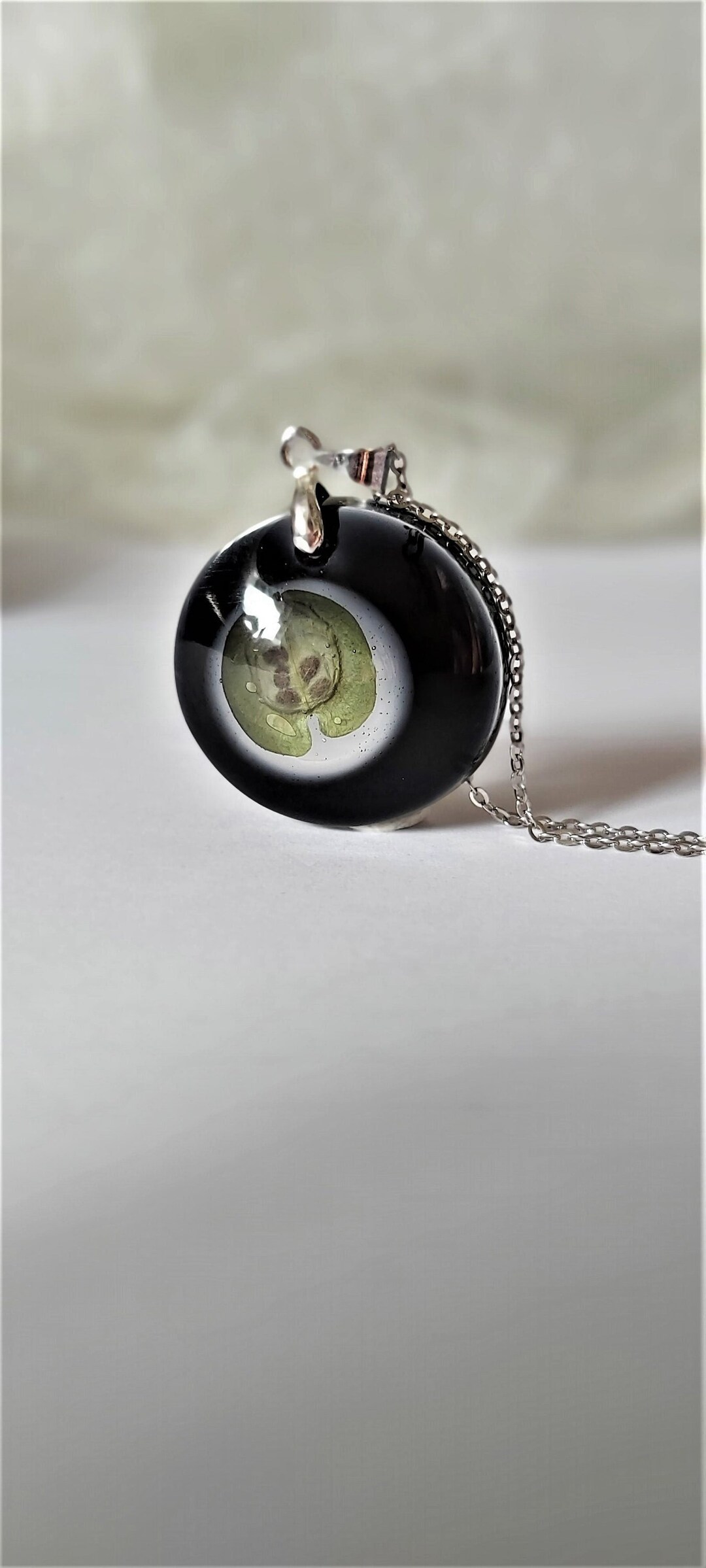 Real Seed Sterling Silver Necklace: Bio Resin Terrarium Jewelry - Etsy