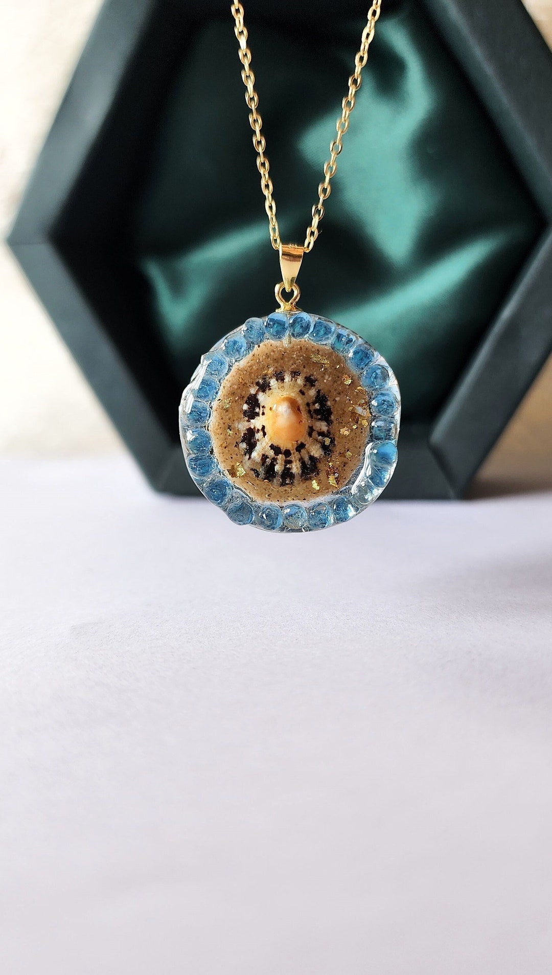 Real Limpet Shell Snail Necklace Handmade Bio Organic Resin Necklace ...