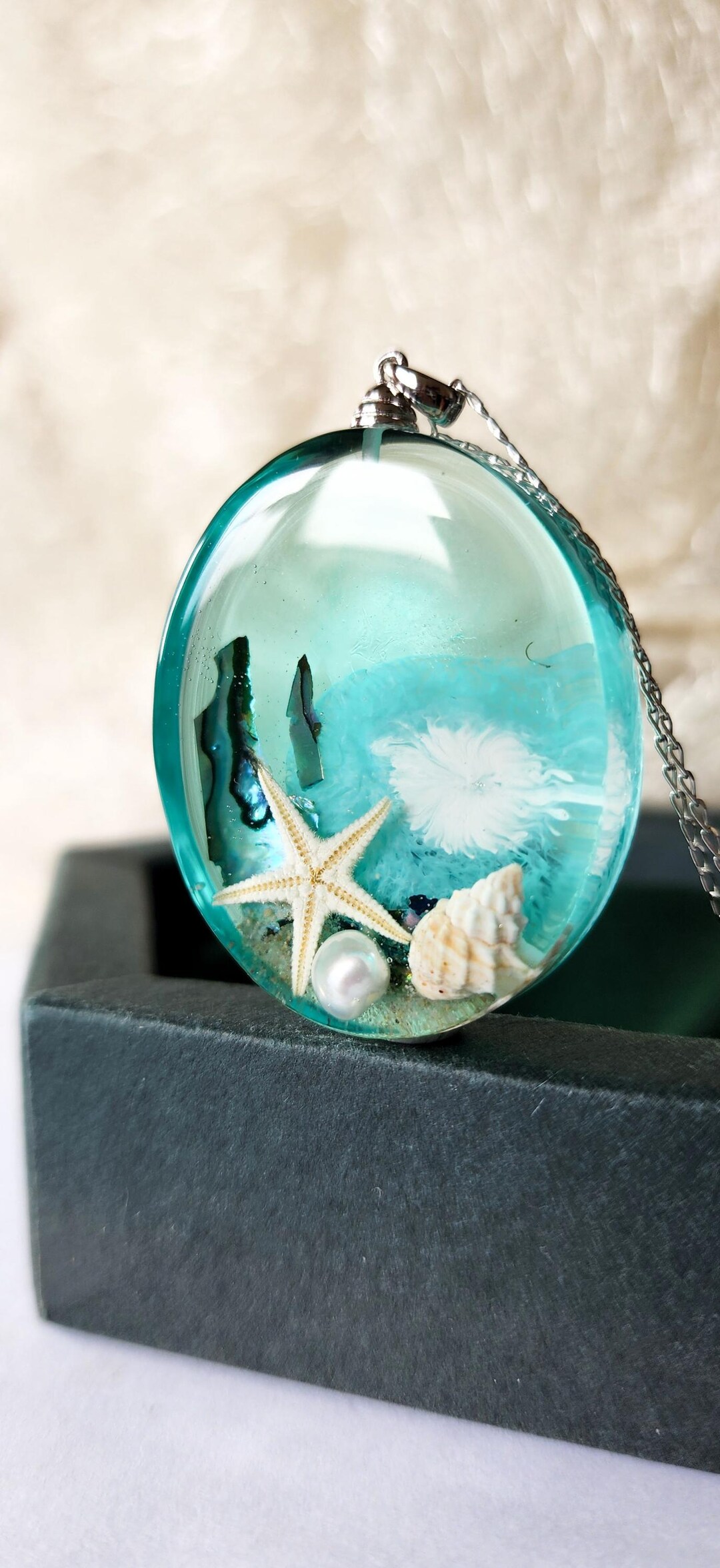Real Snail Shell Necklace: Sterling Silver, Starfish & Pearl - Etsy