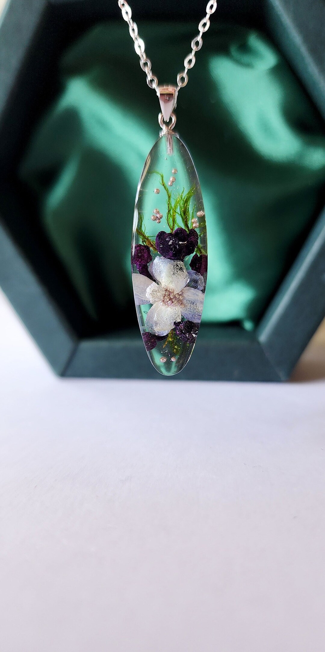 Real Lilac Necklace Handmade Sterling Silver Bio Organic Resin Real ...