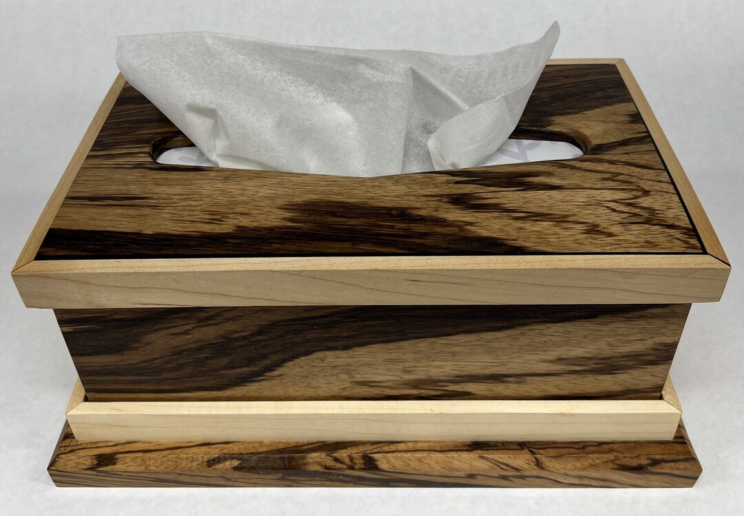 Tissue Box Cover (zebra Wood With Maple Trim) - Etsy