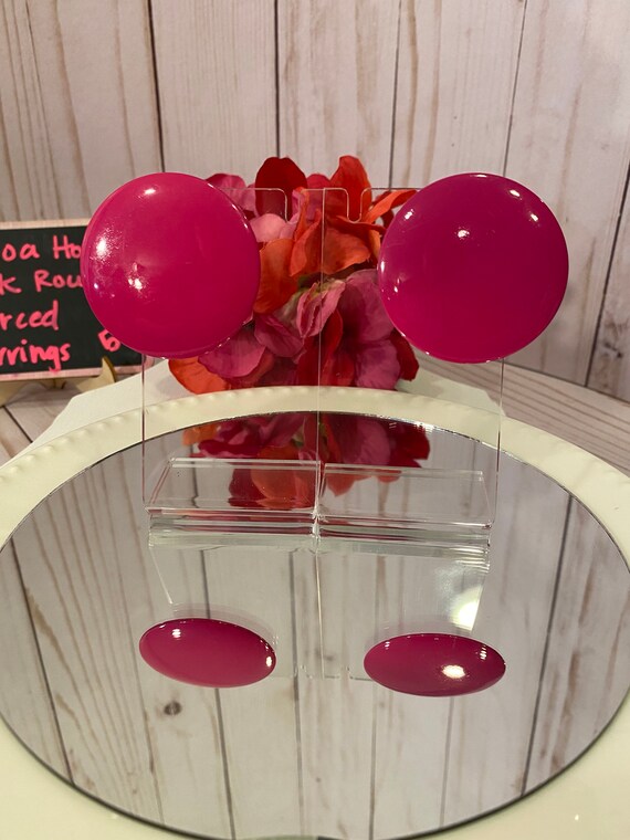 1950s Tacoa Geometric Hot Pink Round Discs Painted St… - Gem