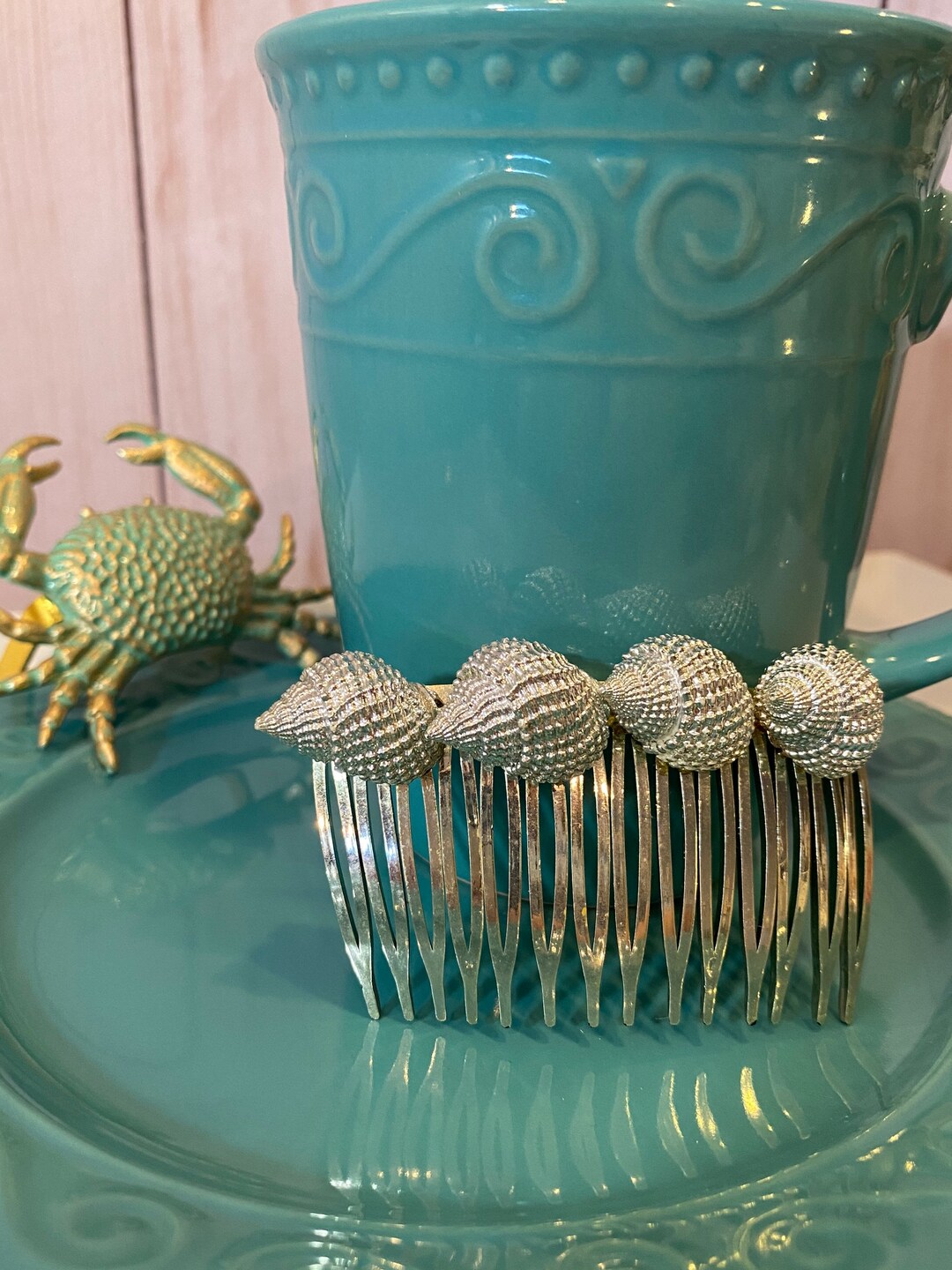 Silver Gilded Seashell Hair Comb, NOS, Bridal Hair Comb, Mermaid ...
