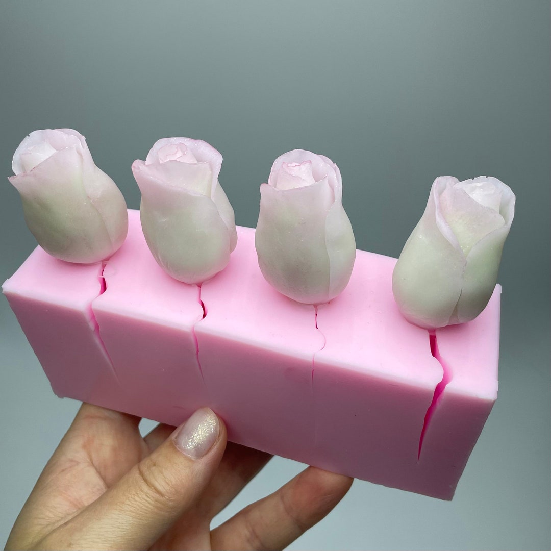 3d Rose Bud Silicone Mold for Soap Bouquet. Floral Rose Bud Silicone ...